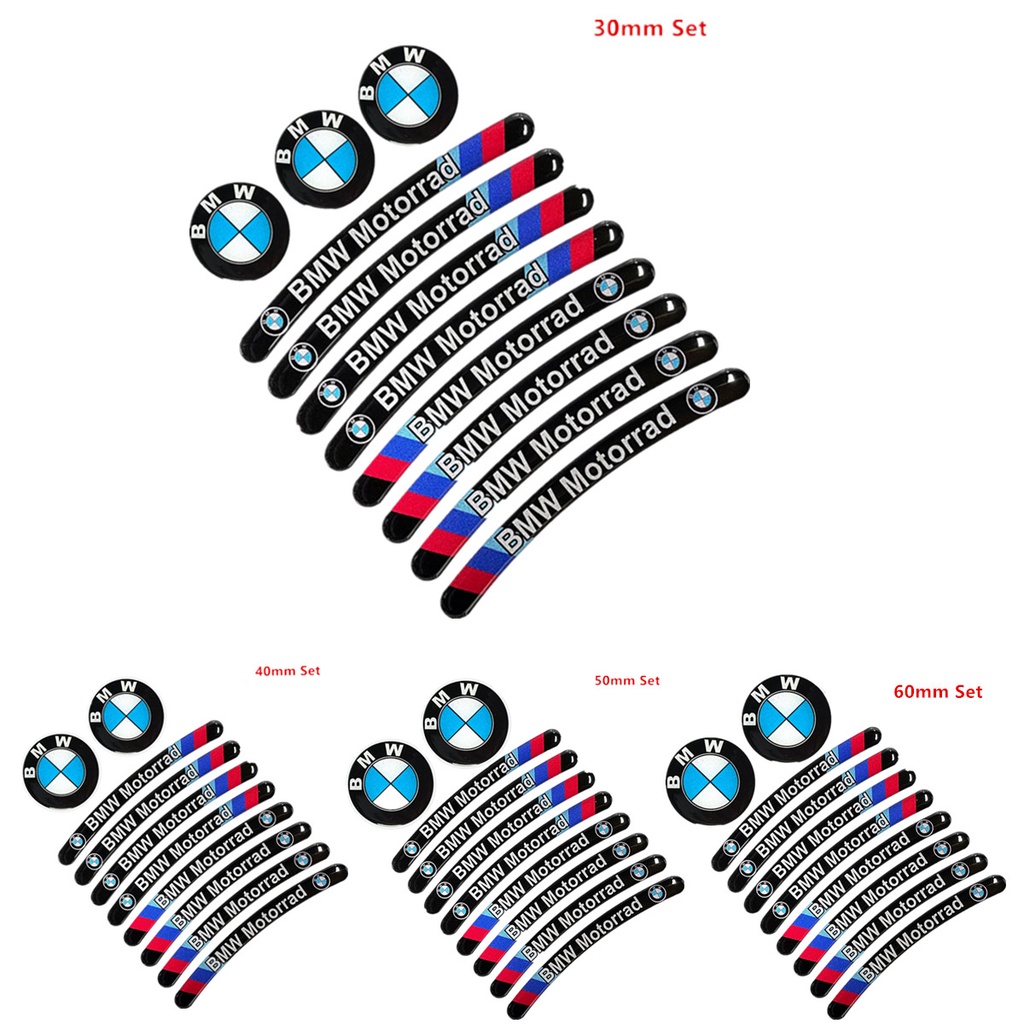Motorcycle BMW Logo 3D Gel Wheel Hub Sticker Round Decals Set ...