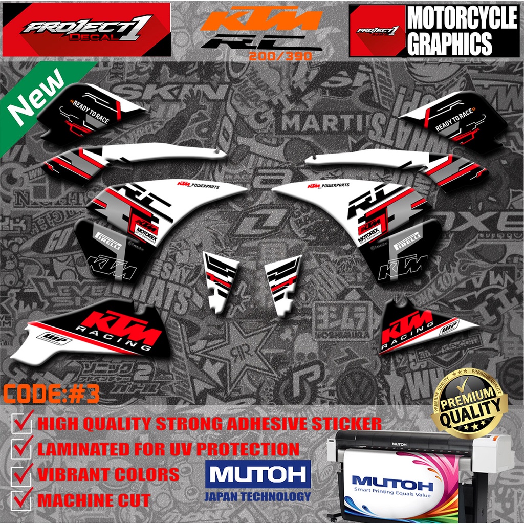 KTM RC 200-390 full graphics kit-decals #3 | Shopee Philippines