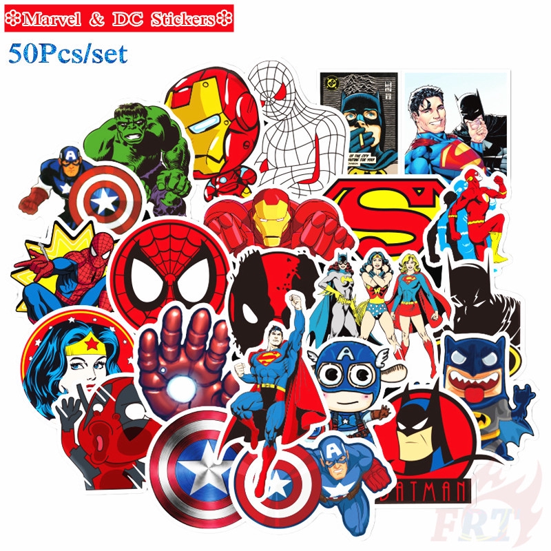 Marvel & DC - Series 01 Stickers 50Pcs/Set Q Super Hero Waterproof JDM ...