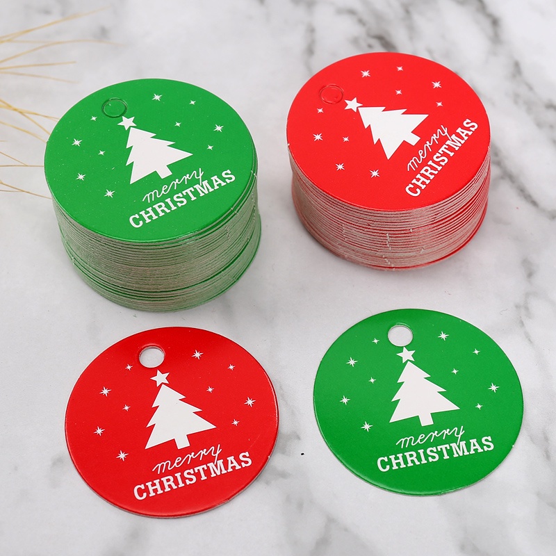 50Pcs Tag Krismas Christmas tag colorful round happy new year gift ...
