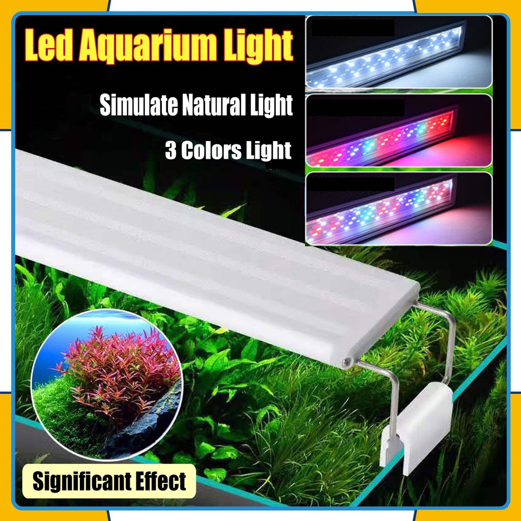 6 Row LED Beads Aquarium Lamp Aquatic Plant Light 18-85cm Tricolor Fish Tank Light | Shopee ...