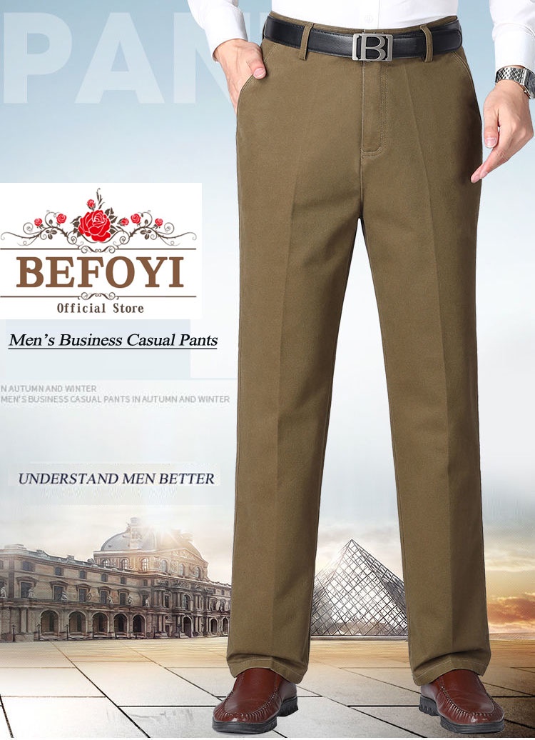 5Color 29-40 Men's Pants Loose Straight High Waist Cotton Casual Pants ...