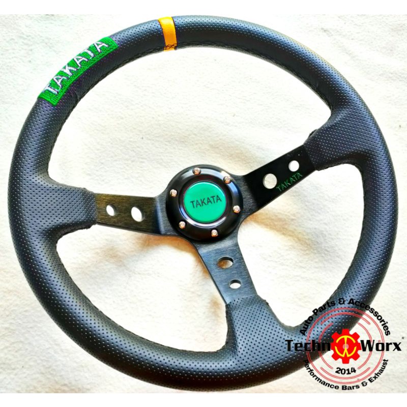 14in TAKATA Steering Wheel Cover Leather High Quality horn Button ...