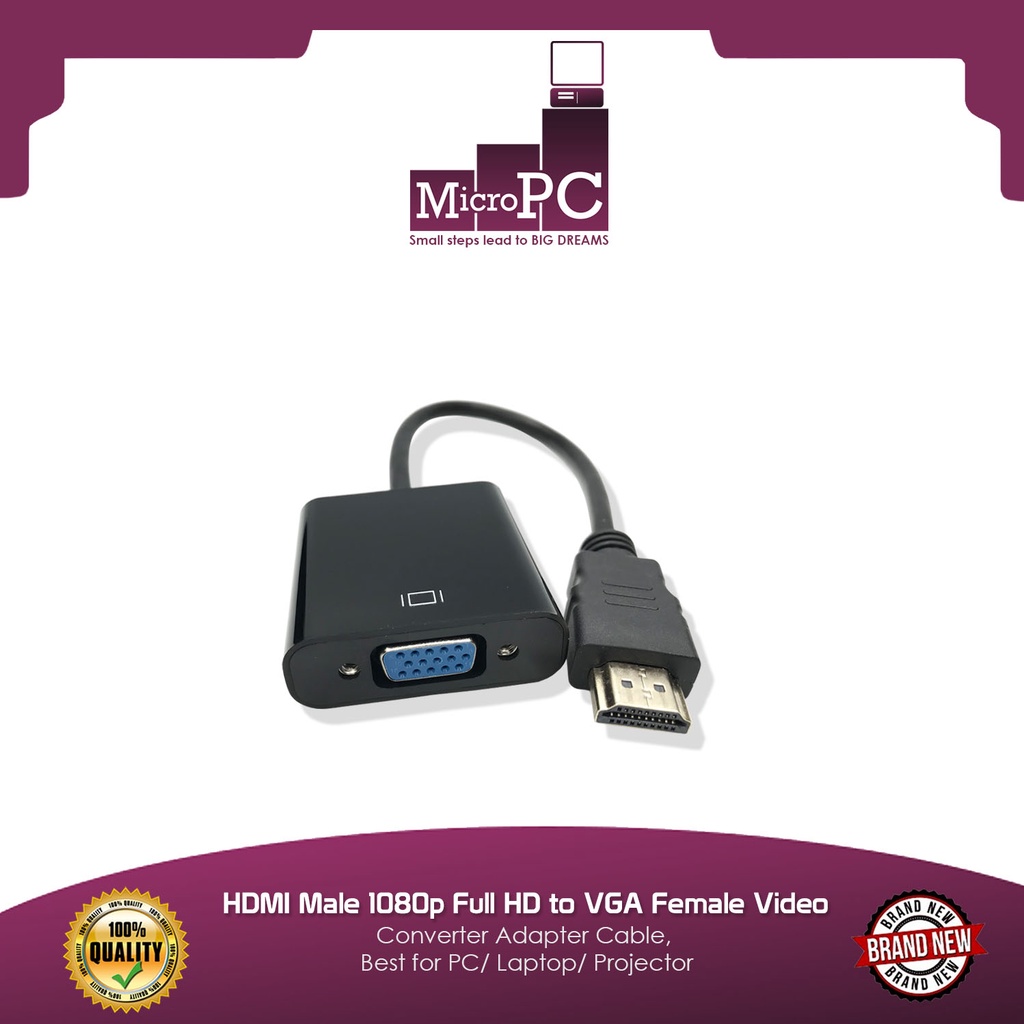 HDMI Male 1080p Full HD to VGA Female Video Converter Adapter Cable ...