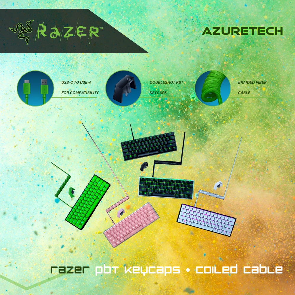 Razer PBT Keycaps 120 Key+Coiled Cable Set For Mechanical Keyboard ...