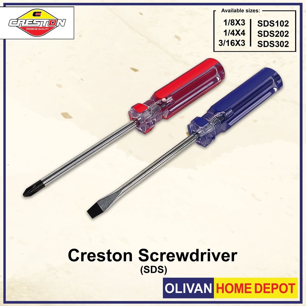 CRESTON Screwdriver High Grade Steel Bar Set (+/-) 3/16x3" SDS302 (2 ...