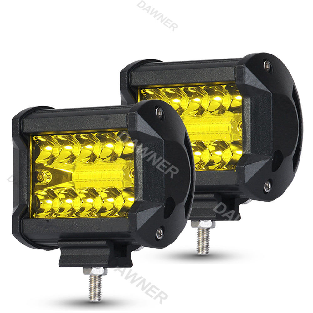 4" Yellow LED Light Bar for Car Truck Boat Tractor 60W Work Light Bar ...