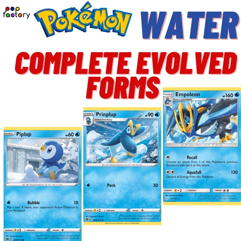 WATER type COMPLETE Evolution Card Set Pokemon TCG Cards | Shopee ...