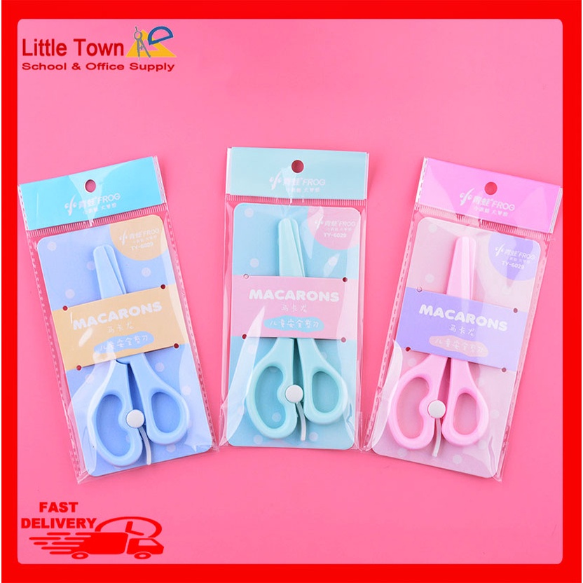 Little frog macaron Plastic scissors children scissors plastic belt ...