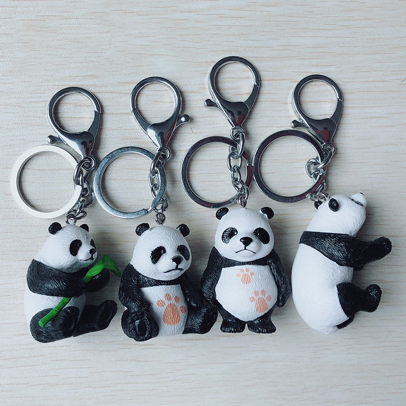 Pvc solid plastic panda keychain used to decorate keychains and ...