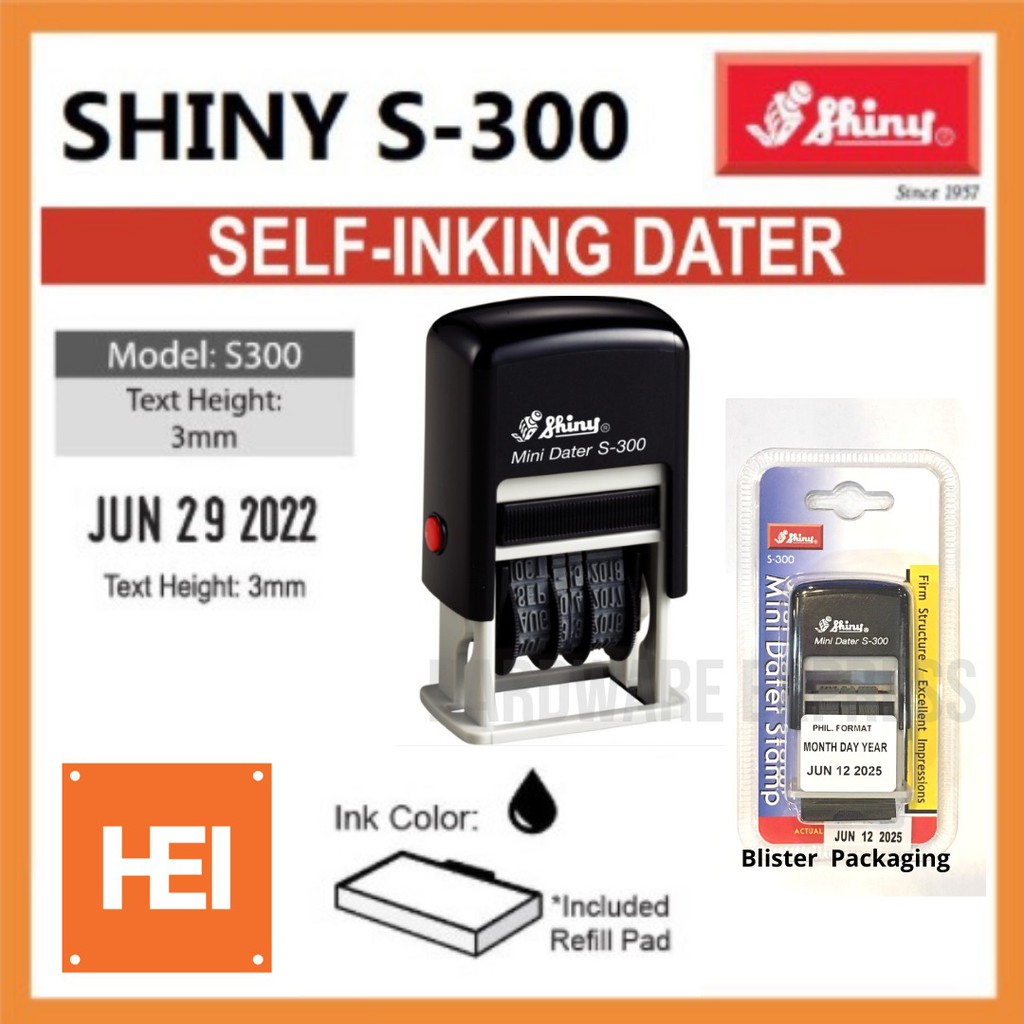 SHINY S-300 Self-Inking Mini Dater Stamp | Shopee Philippines