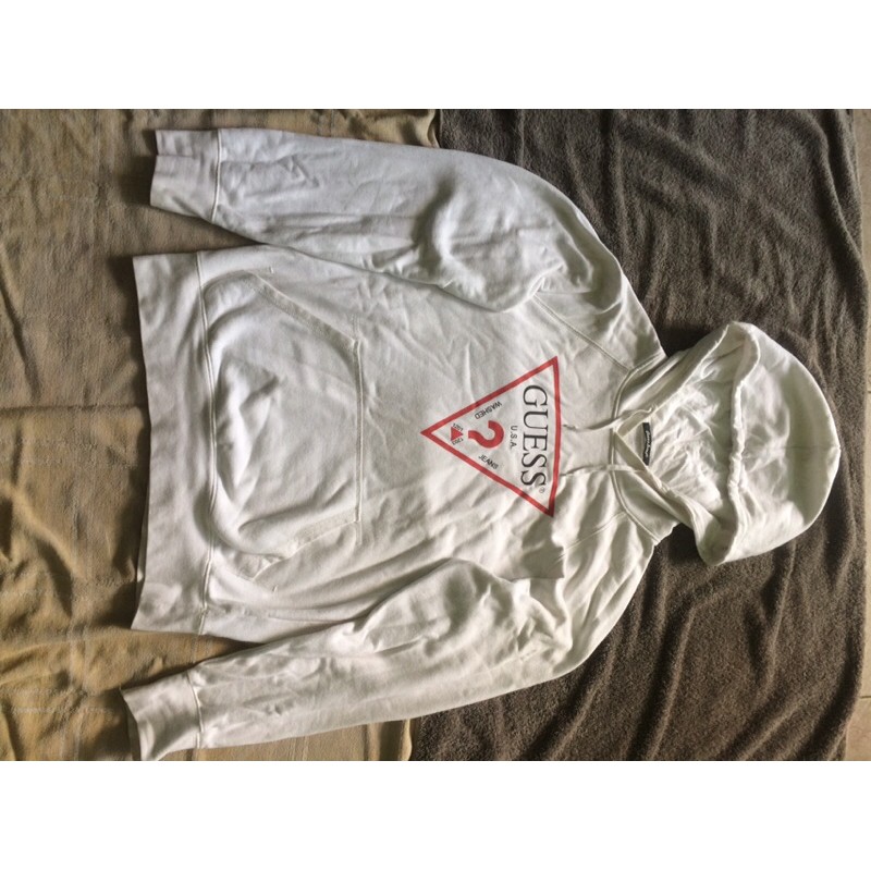 Guess White Hoodie Triangle Logo | Shopee Philippines