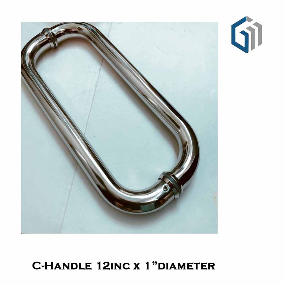 Frameless Glass Door Handle (C-type) for swing door 12" x 1inch ...