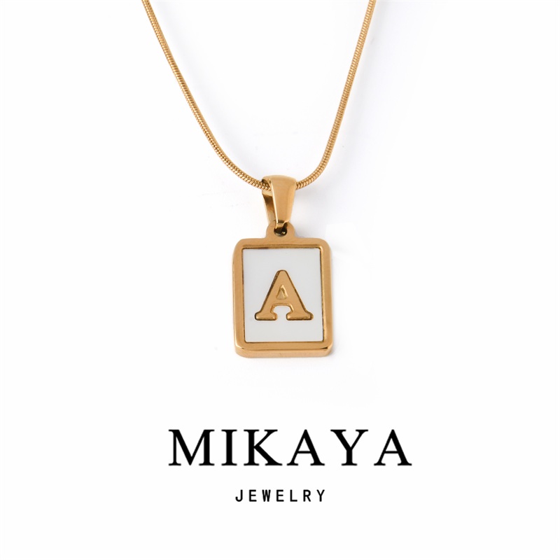 MIKAYA 18K Gold Cubic Zirconia Letter Pendant Necklace Alphabet ...