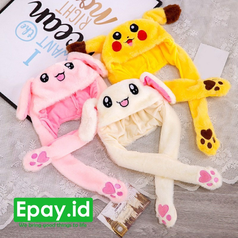 Rabbit Hat Pikachu Hat LED Rabbit Bunny Tiktok Rocking Ears Dancing Ear ...
