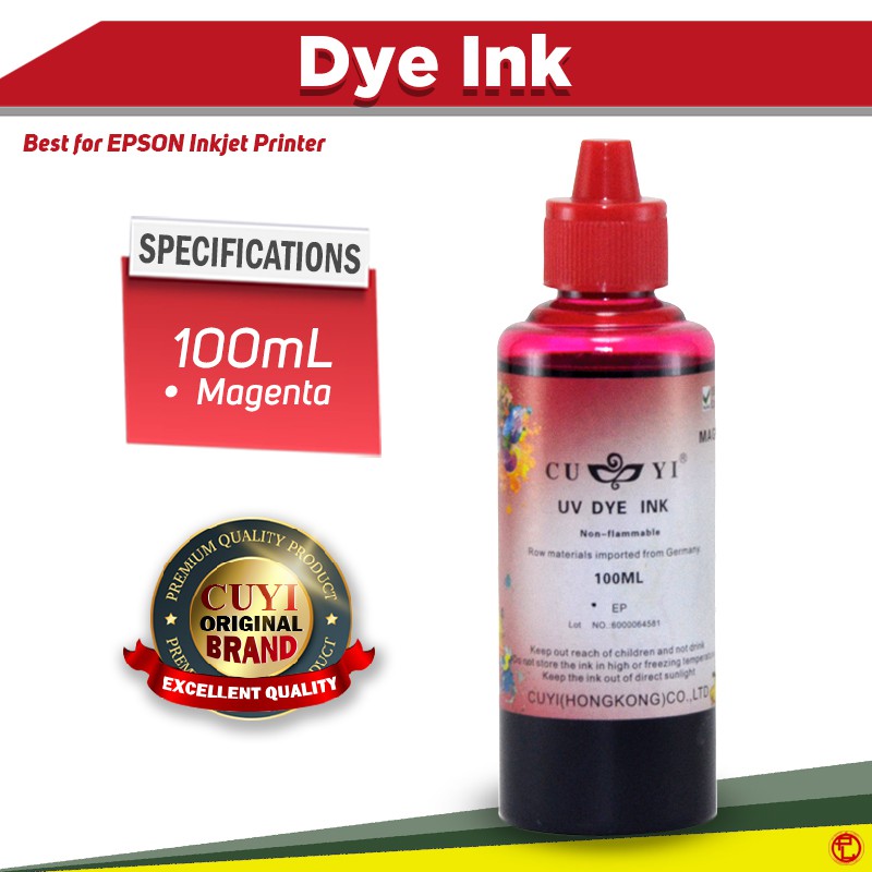 Cuyi 100ml Dye Ink For Inkjet Printer Continuous Refillable C M Y K Lc ...