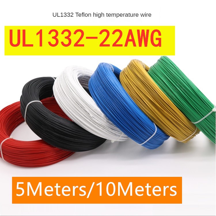 5meters UL1332 PTFE Tinned Copper Wire 22AWG FEP Plastic Insulated High Temperature Electron ...