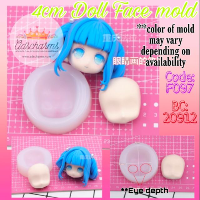 ASM 4cm Doll Face silicone mold with Eye depth for fondant or clay ...