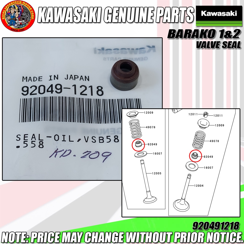 BARAKO 1 & 2 VALVE SEAL (GENUINE: 92049-1218) SOLD PER PIECE | Shopee ...
