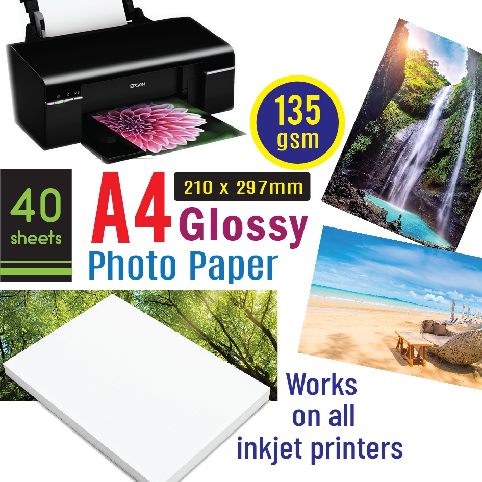 A4 glossy photo paper 135 gsm printing art paper film waterproof school ...