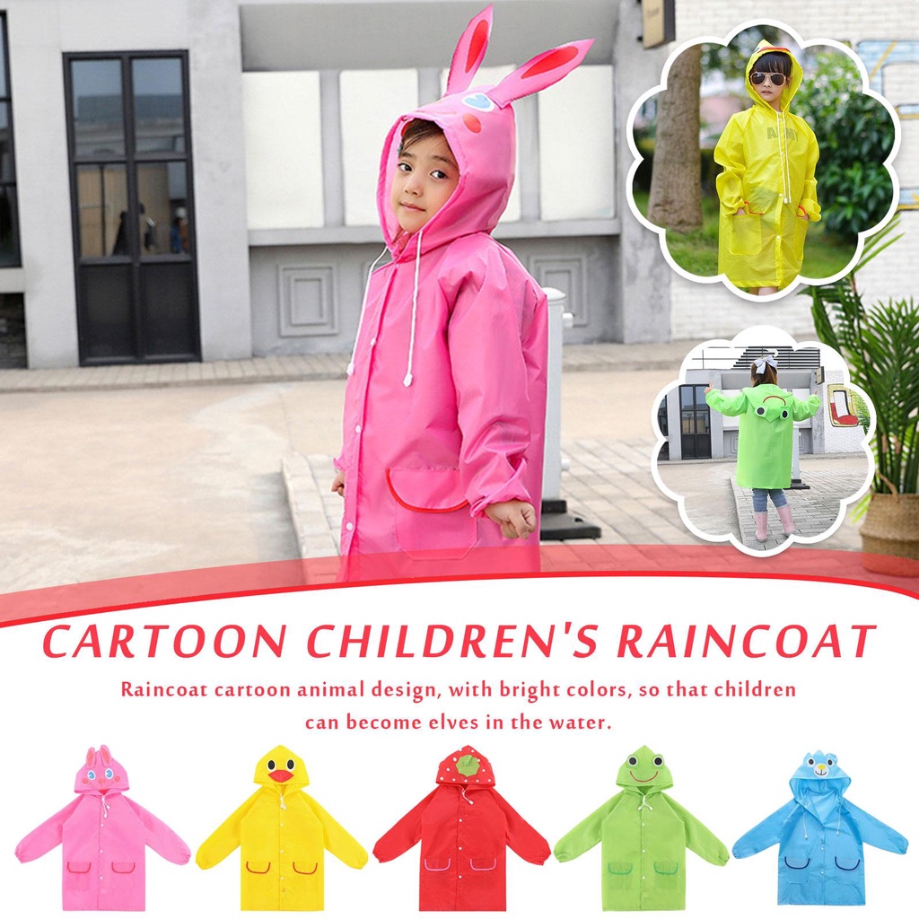 Children's 3D Animal Waterproof Poncho Raincoat, Cute Cartoon Rainproof ...