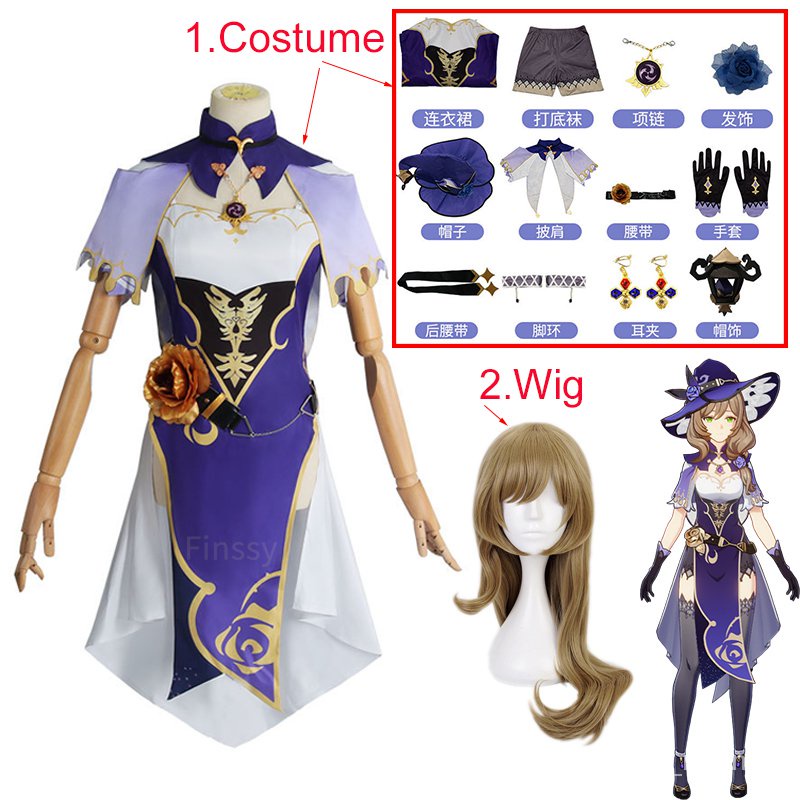 Game Genshin Impact Librarian Lisa Cosplay Costume Halloween Carnival ...