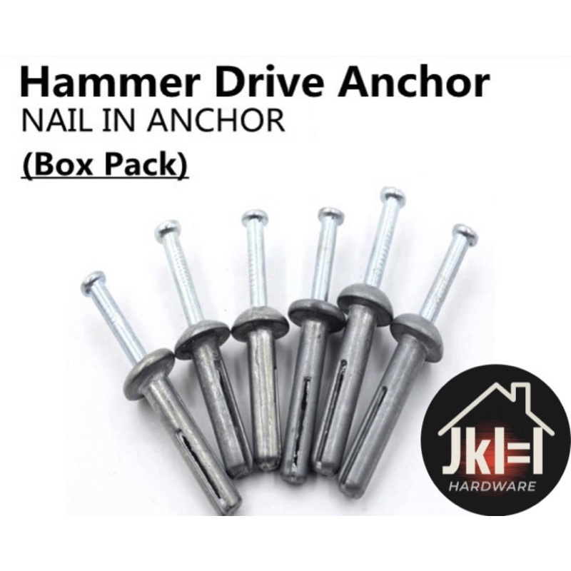 Zinc Alloy Hammer Drive Anchor DNA Wall Plug Paku Besi 6MM X 30mm 40mm ...