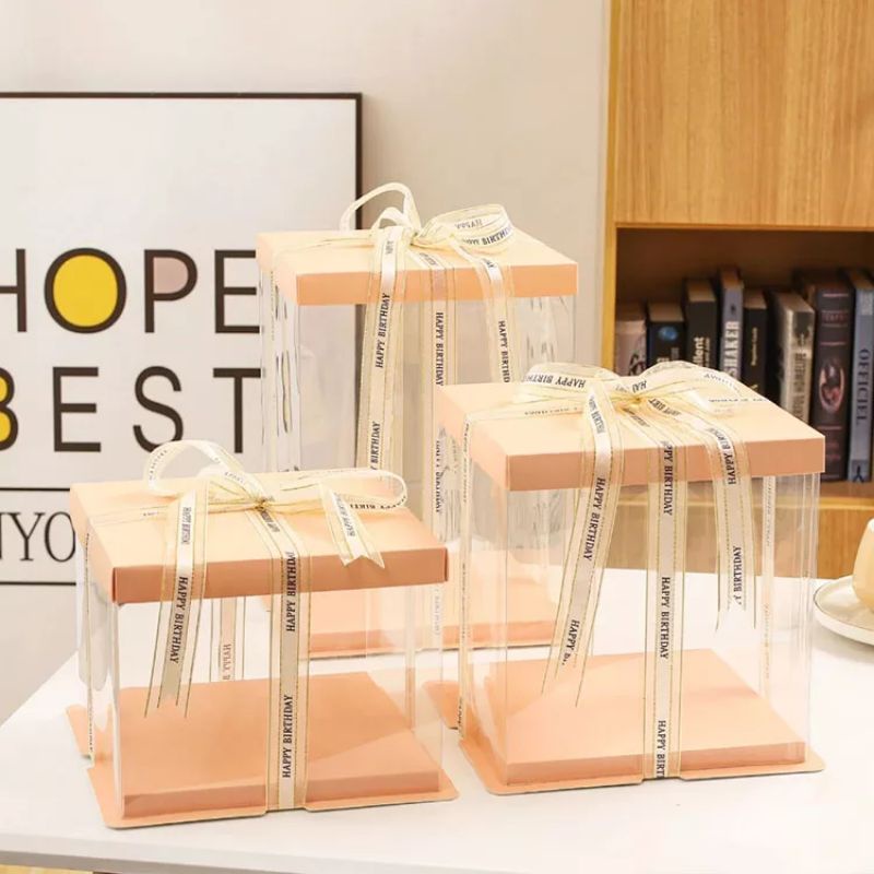 9 10 12 INCH Transparent Cake Box Cakebox Boxes Cakeboxes Plastic PVC ...