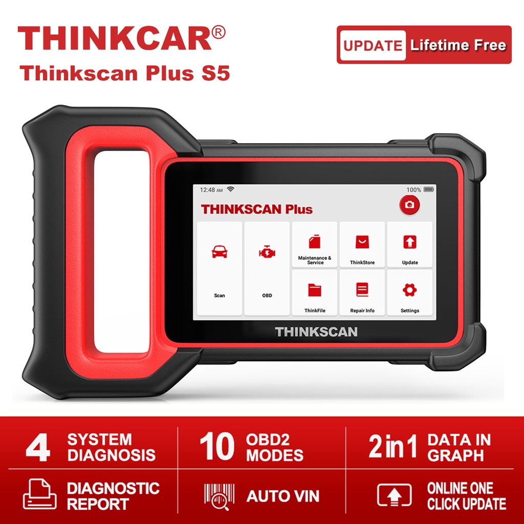 THINKCAR Thinkscan Plus S5 Code Reader OBD2 Scanner With ABS SRS ...