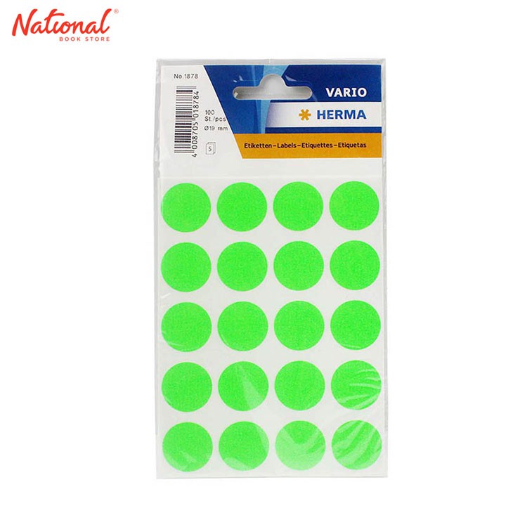 Herma Label Sticker 1878 19Mm Circle Plain 100S Neon Green | Shopee ...