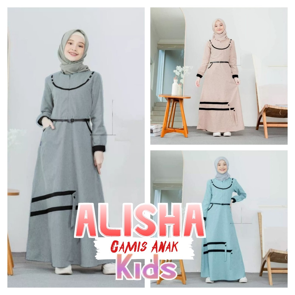 Alisha Kids Gamis For Girls 10 12 13 Years Old Muslim Clothes For Girls ...