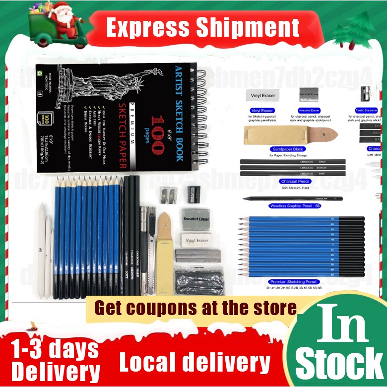 35PCS Sketching Pencils Drawing and Sketch art pencils charcoal Kit Set ...