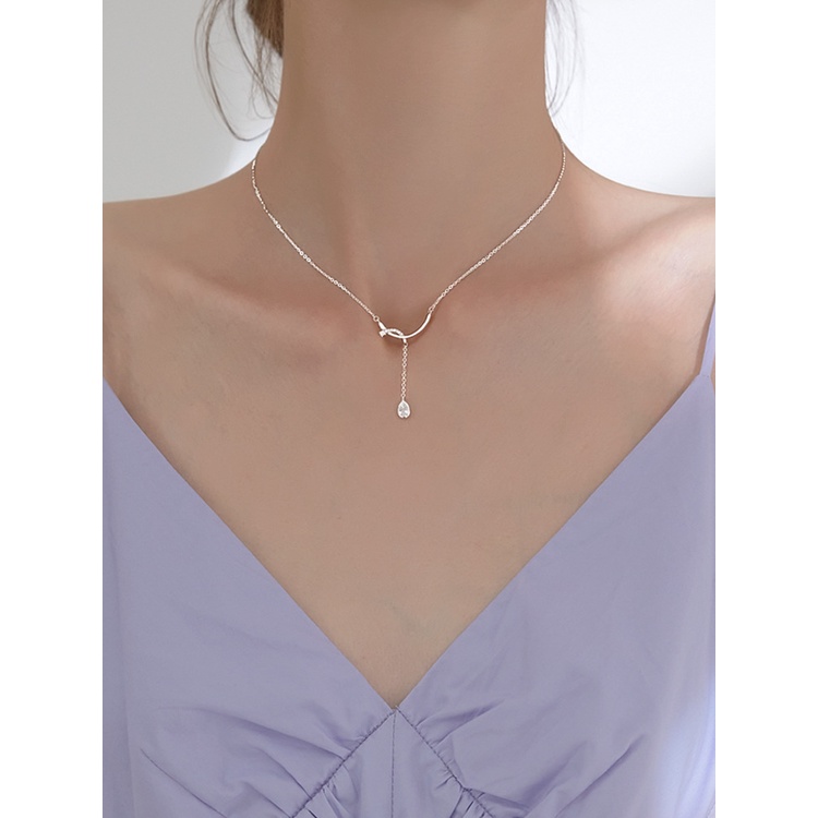 S925 Sterling Silver Smile Necklace Fashion Simple Jewelry Clavicle ...
