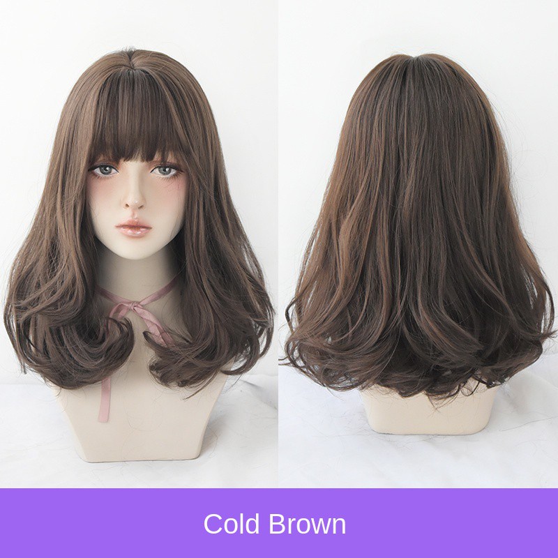Wig female natural and realistic inner buckle fluffy curly hair big ...