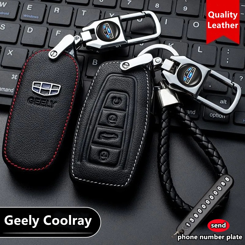 Geely Coolray 2019-2020 Car Key Cover Chain Fob Case Holder Car Key ...