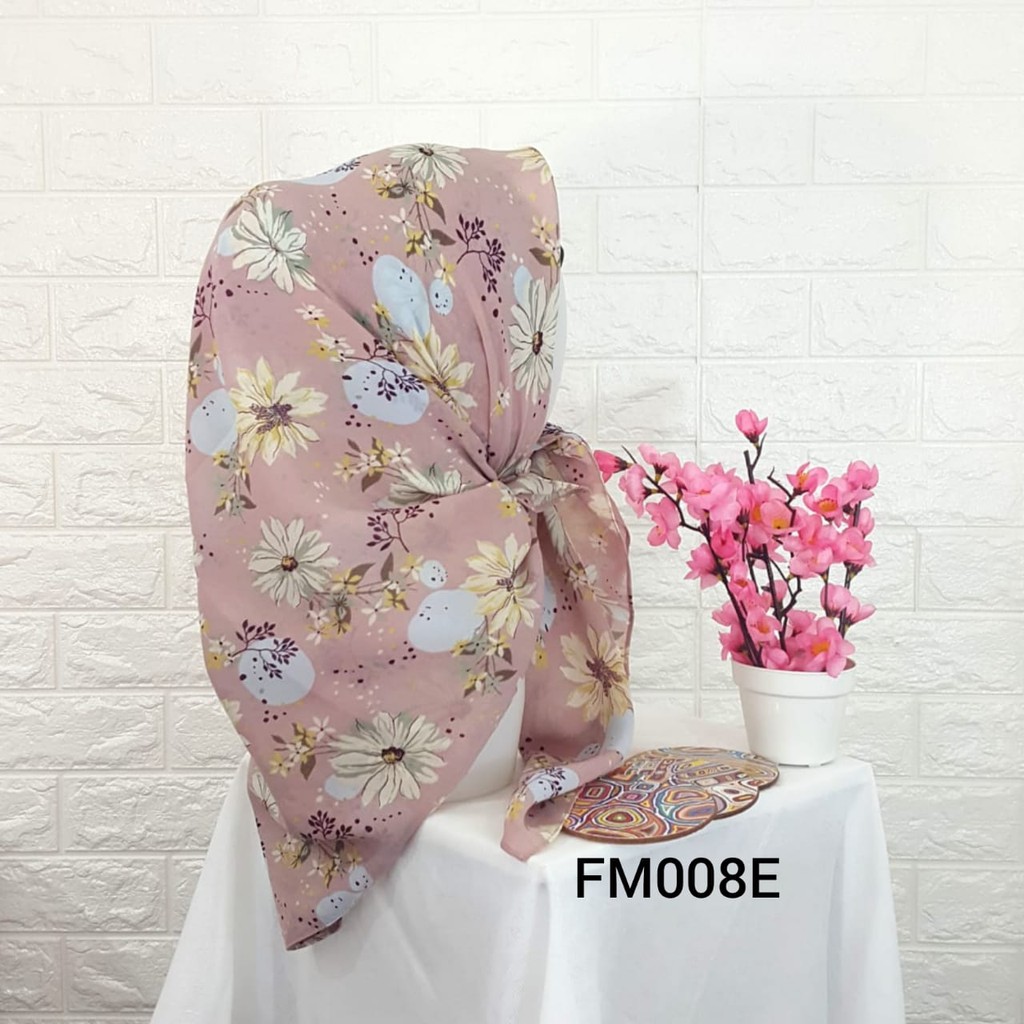 Polycotton / Fine / Viney / Bella Square Motif Hijab (008) | Shopee ...