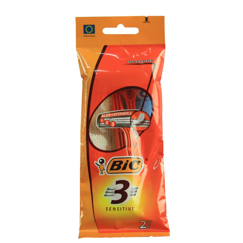 BiC 3 Sensitive with Aloe + Vitamin E Shaver 2 Pieces | Shopee Philippines