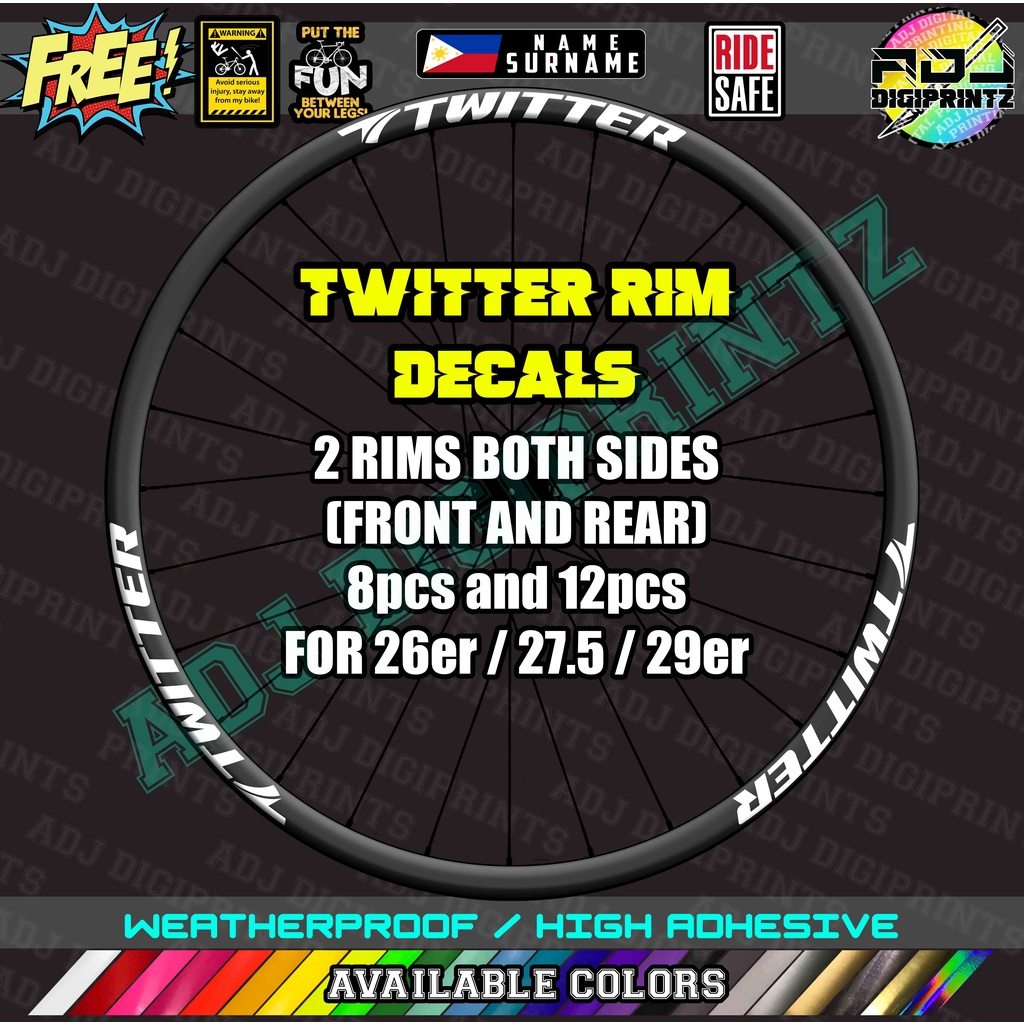 TWITTER Rim Decals MORE COLOR VINYL STICKER | Shopee Philippines