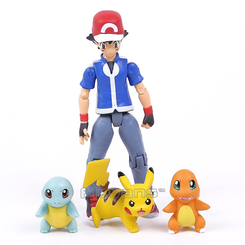 Figma 052 Pokemon Ash Ketchum and Pikachu Charmander Squirtle Action ...