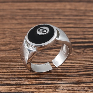 Punk Number Black 8 Eight Pool Billiard Ball Gear Ring Jewelry for Men ...