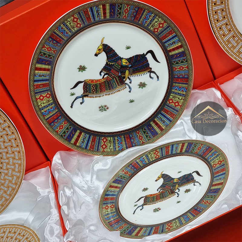 Hermes Horse Gold Luxury Dessert Dinner Plate Set 8 + 10.5inch ...