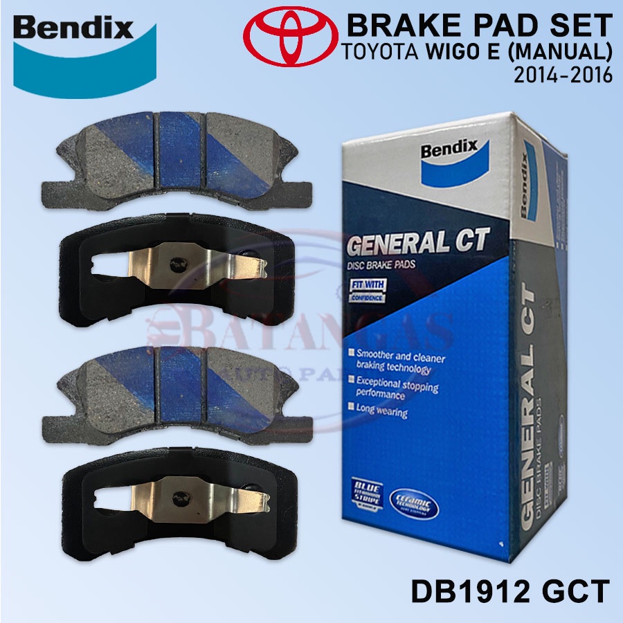 BENDIX FRONT BRAKE PAD SET Toyota Wigo E (MANUAL) PN: 1912 | Shopee ...