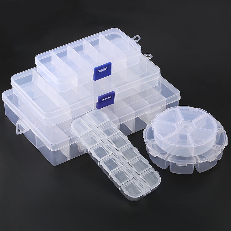 1Pc Adjustable Transparent Plastic Storage Jewelry Box Compartment ...