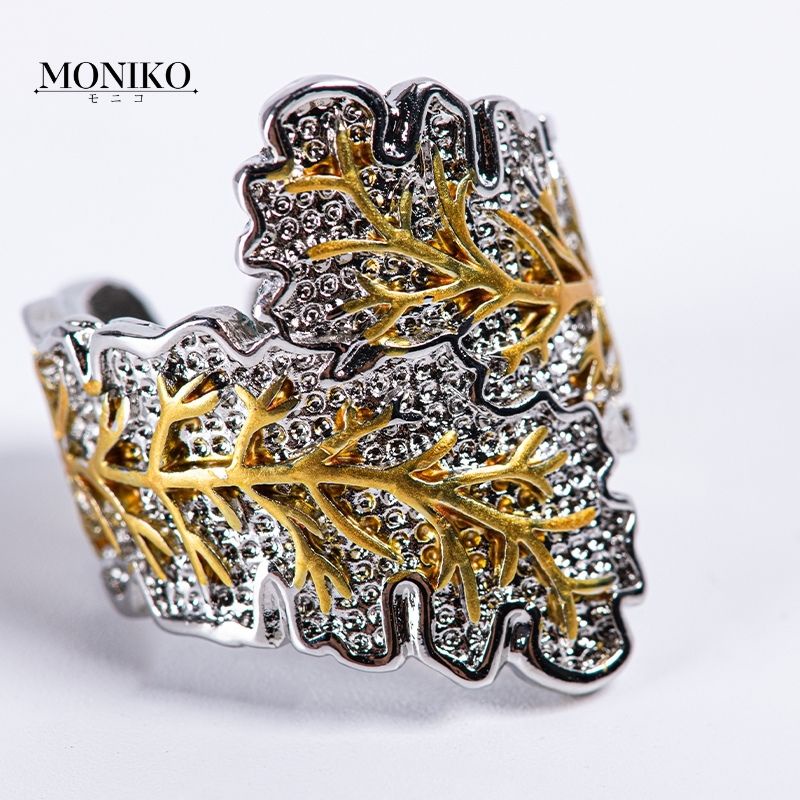 MONIKO Fashion Delicate Leaf Ring For Women Silver Micro Inlay Present ...