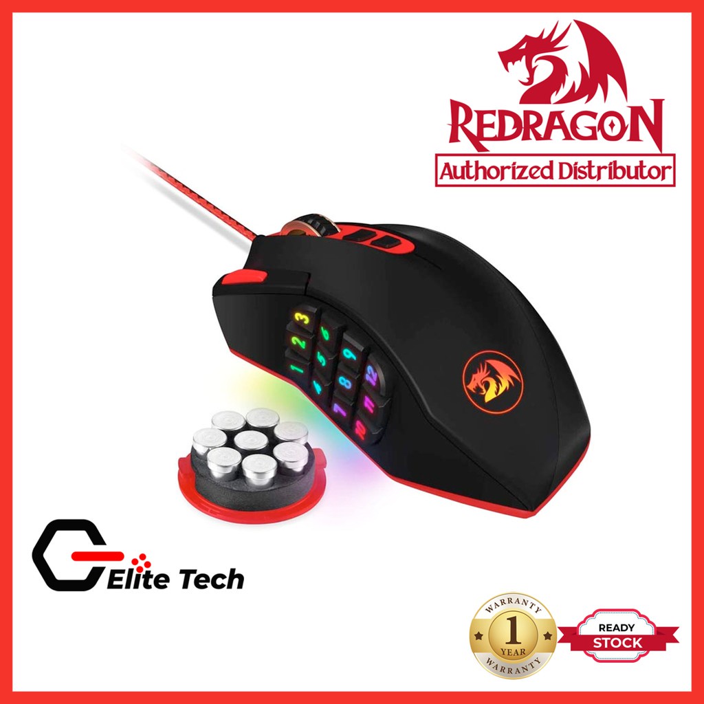 Redragon M901 RGB LED Backlit Gaming Mouse, MMO Mouse, Wired Laser ...