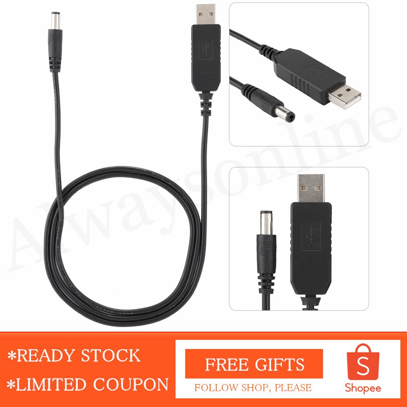 [READY STOCK] USB to 5.5MM x 2.1MM Interface 5V 12V Boost Line for Desk ...