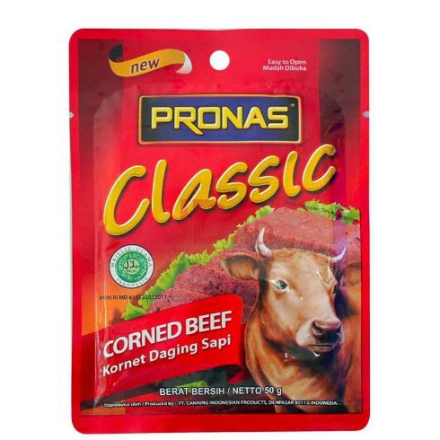 Pronas Corned Beef Classic Kornet Beef Original 50g - Halal | Shopee ...