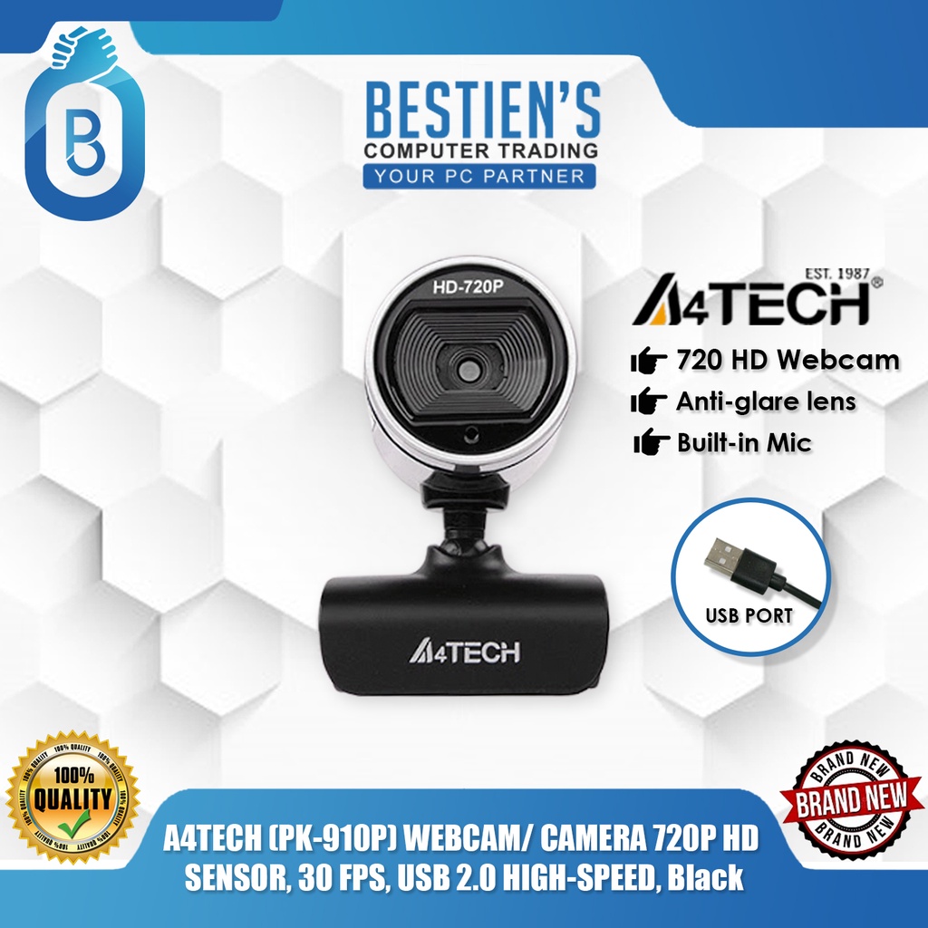 A4TECH (PK-910P) WEBCAM/ CAMERA 720P HD SENSOR, 30 FPS, USB 2.0 HIGH ...