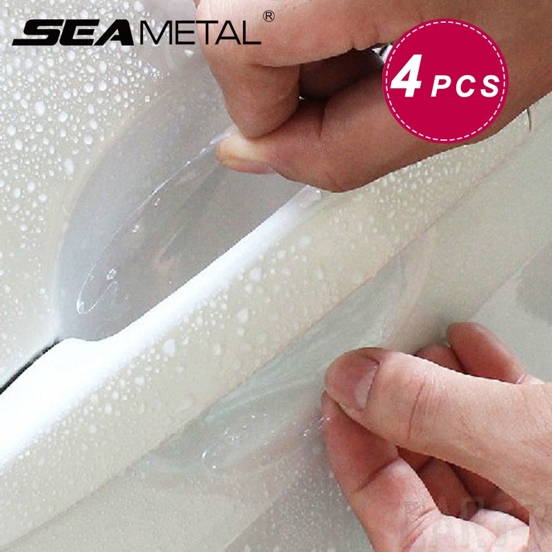 SEAMETAL 4pcs Car Door Bowl Protector Handle Sticker Universal Anti Scratch Transparent Stickers ...