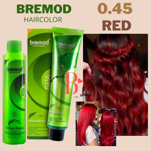 BREMOD 0.45 RED HAIR COLOR SET WITH OXIDIZER CREAM | Shopee Philippines